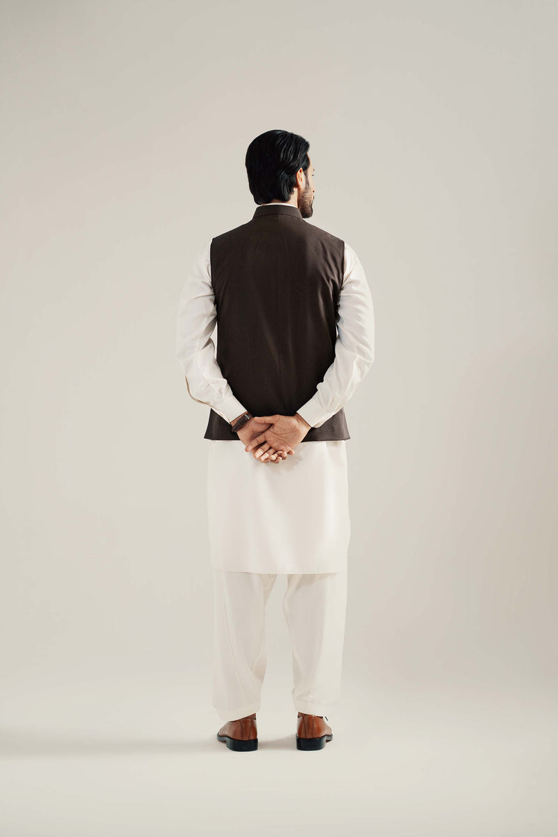 Brown Textured Waistcoat – Dandy Designs