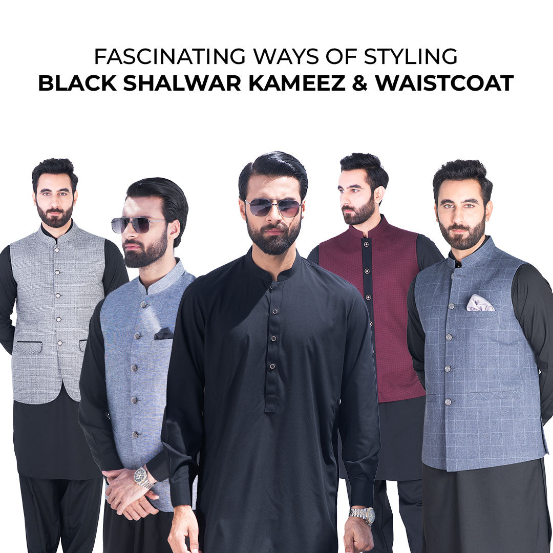 Fascinating Ways of Styling Black Shalwar Kameez and Waistcoat – Dandy ...