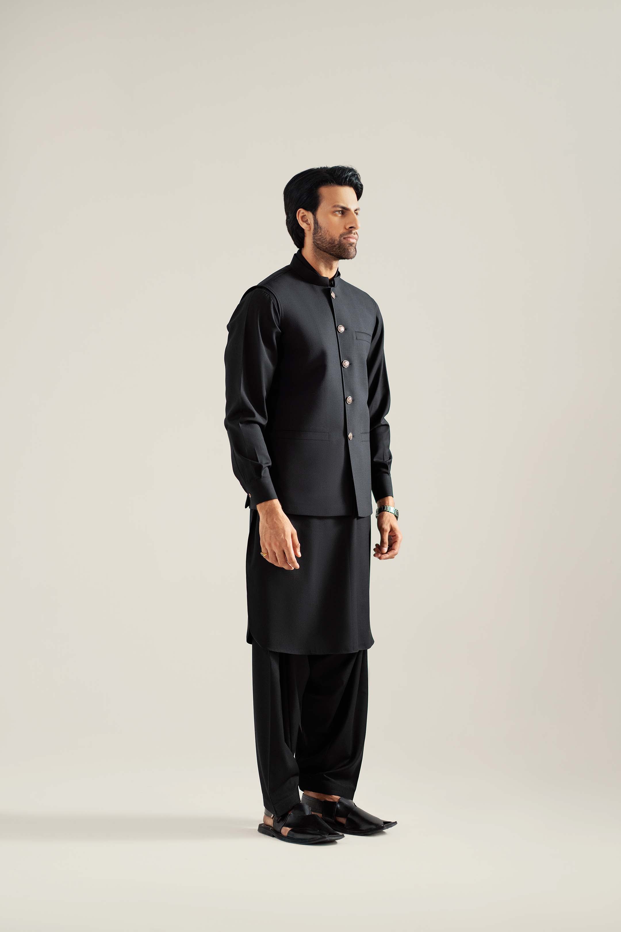 Black Three Piece Shalwar Kameez And Wc Set – Dandy Designs